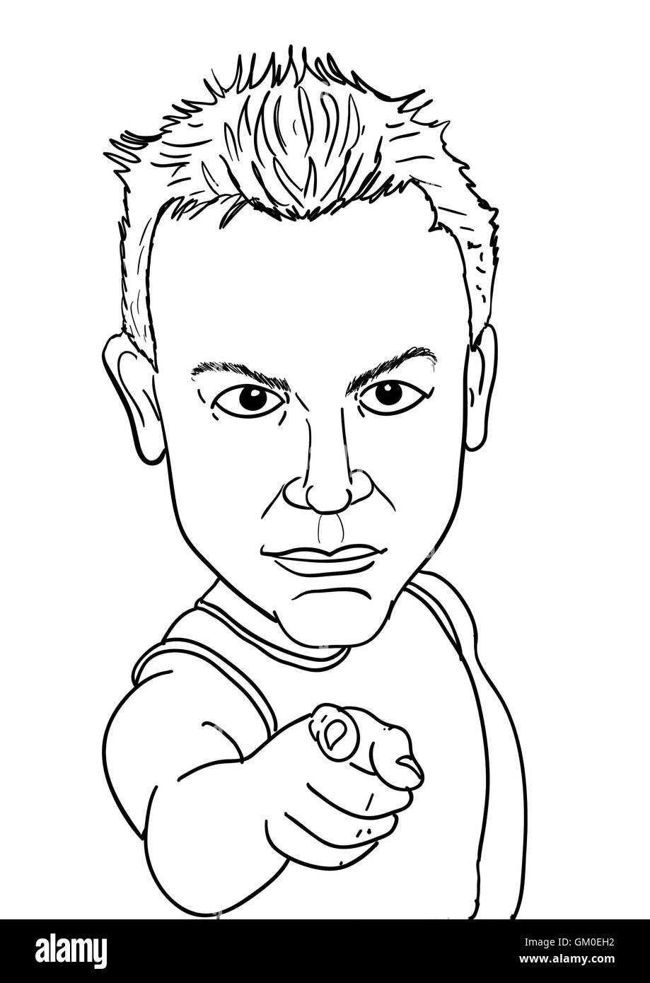 Line art vector of man pointing Stock Photo - Alamy