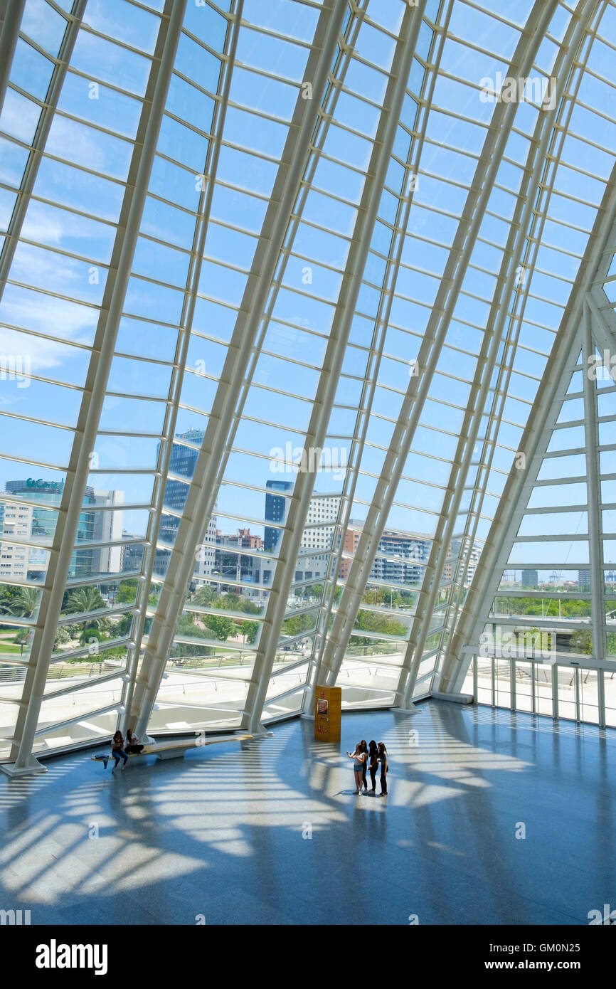 Interior of the glass atrium of the Principe Felipe Science Museum in ...