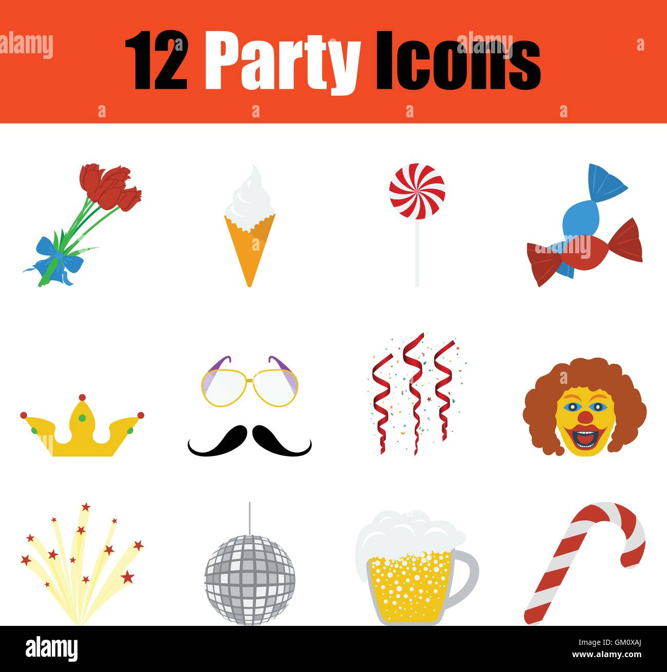 Party icon set. Color flat design. Vector illustration Stock Vector ...