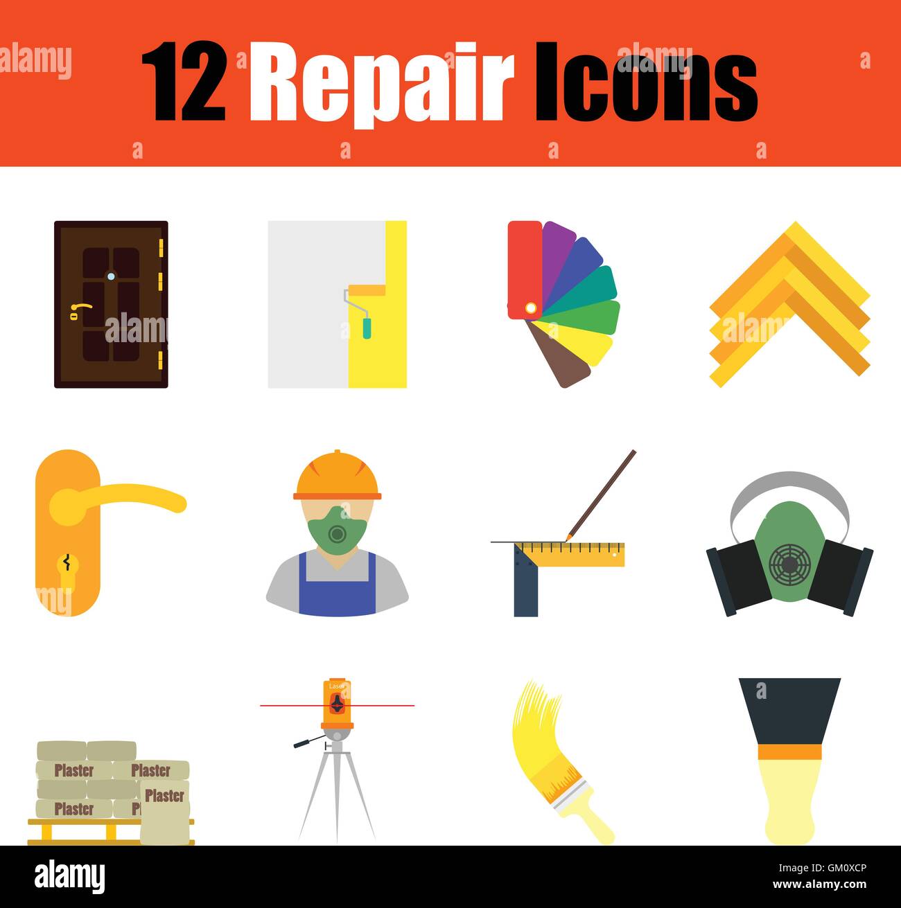 Repair icon set. Color flat design. Vector illustration Stock Vector ...