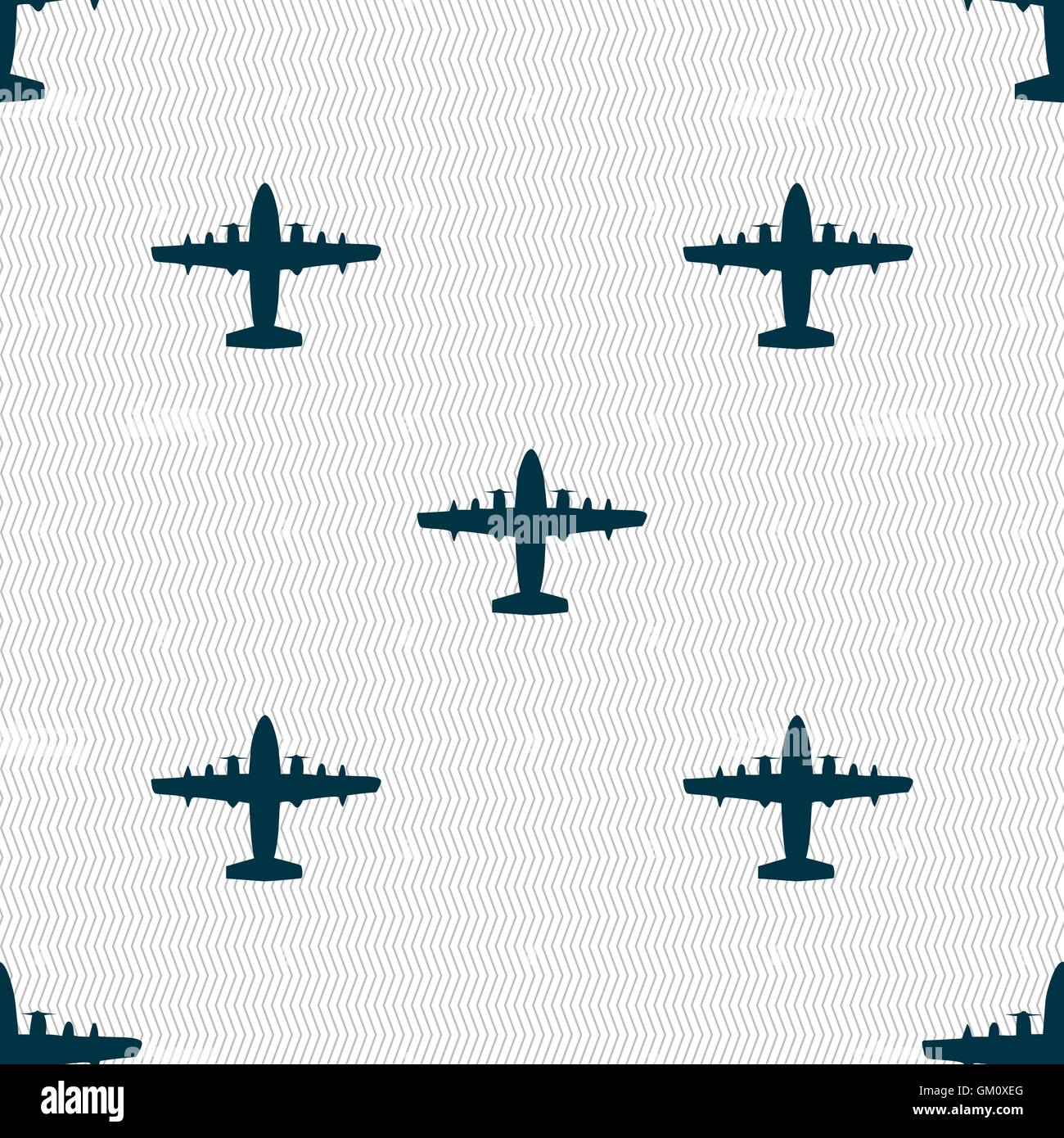 aircraft icon sign. Seamless pattern with geometric texture. Vector ...