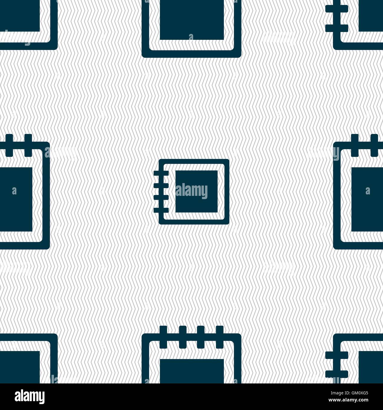 Notepad icon sign. Seamless pattern with geometric texture. Vector ...