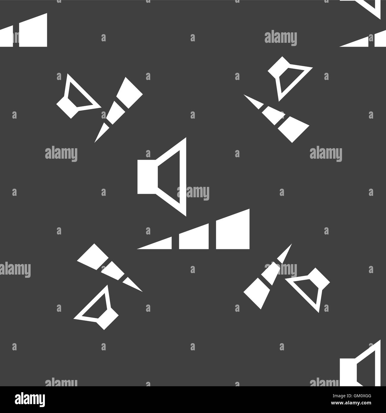 volume, sound icon sign. Seamless pattern on a gray background. Vector ...