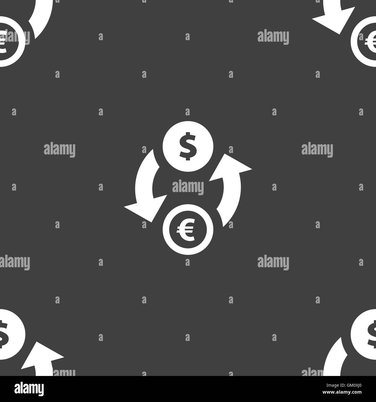 Currency exchange icon sign. Seamless pattern on a gray background ...