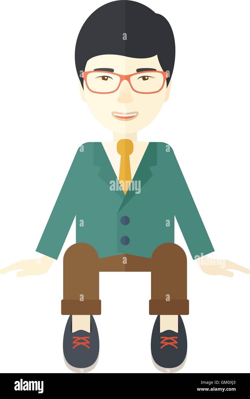 Asian young man sitting Stock Vector Images - Alamy