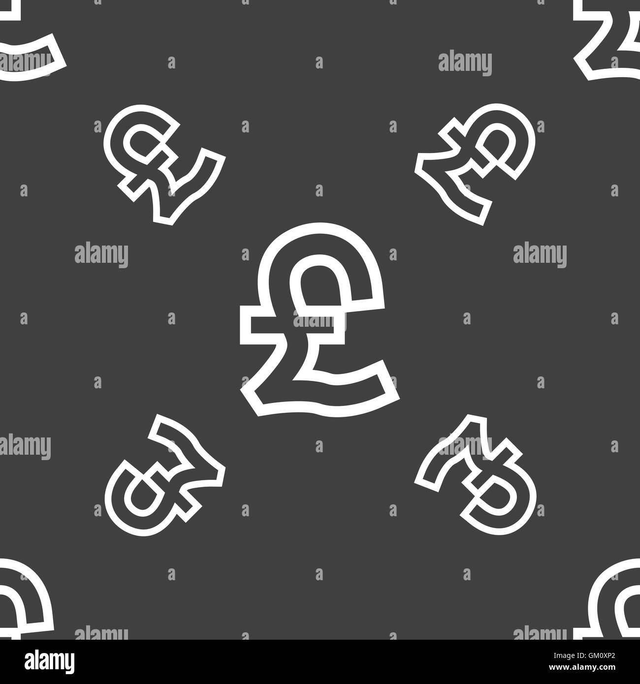 Pound Sterling icon sign. Seamless pattern on a gray background. Vector ...