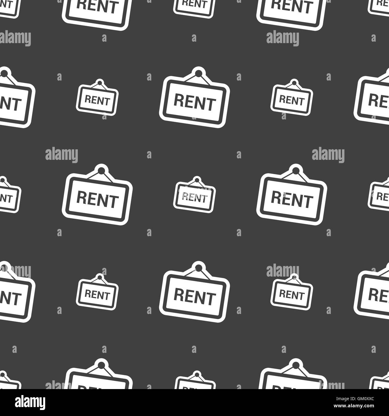 Rent icon sign. Seamless pattern on a gray background. Vector Stock ...