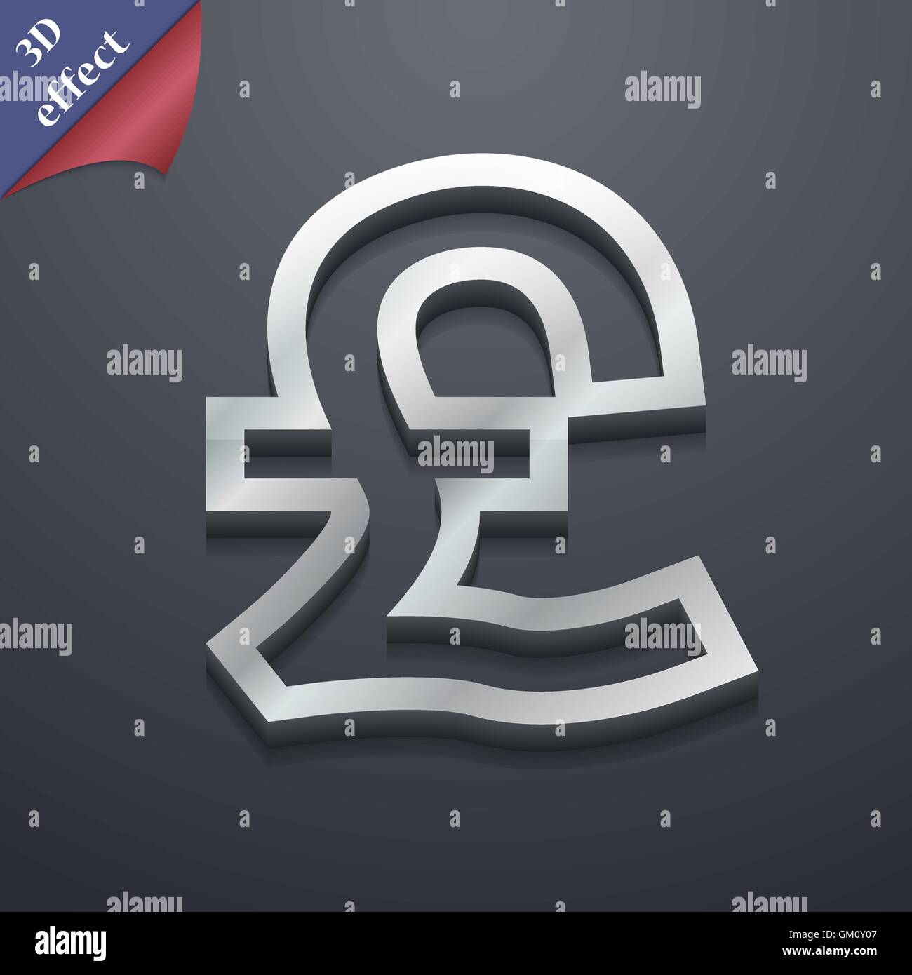 Pound Sterling icon symbol. 3D style. Trendy, modern design with space ...