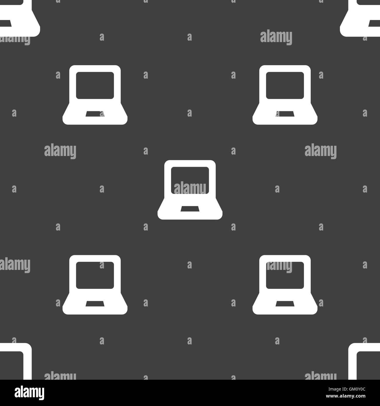 Laptop icon sign. Seamless pattern on a gray background. Vector Stock ...