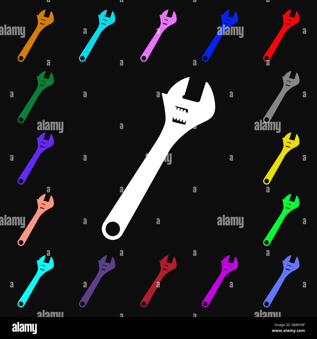 wrench iconi sign. Lots of colorful symbols for your design. Vector ...