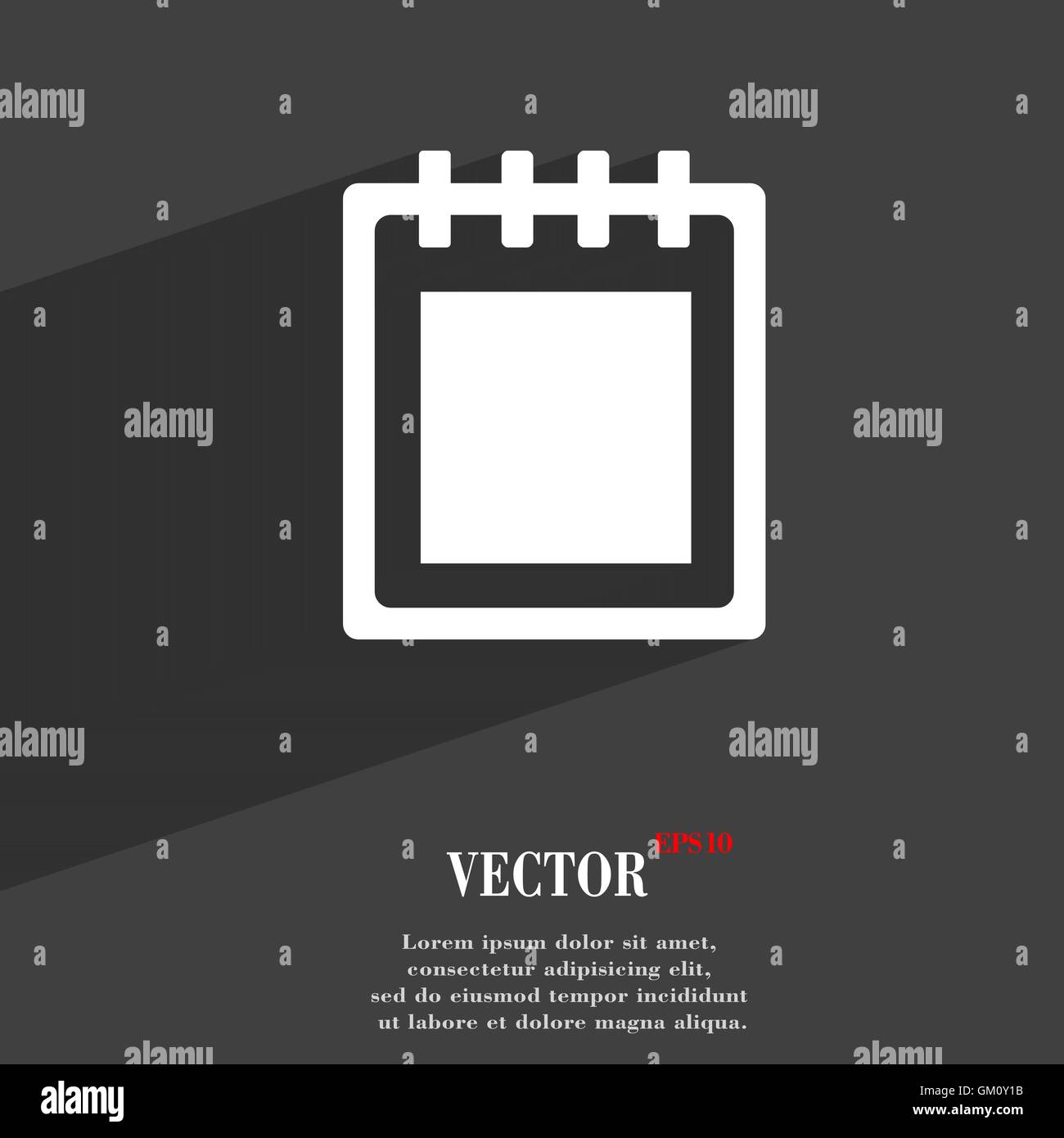 Notepad icon symbol Flat modern web design with long shadow and space ...