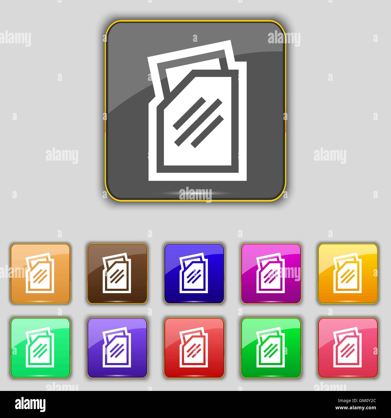Text file icon sign. Set with eleven colored buttons for your site ...