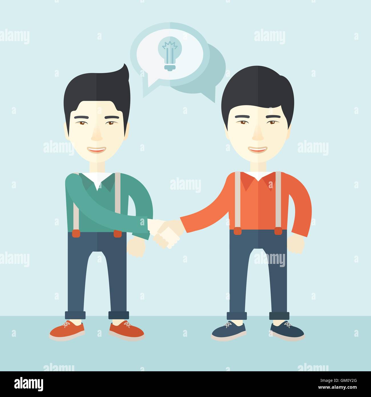 Two asian guys happily handshaking Stock Vector Image & Art - Alamy