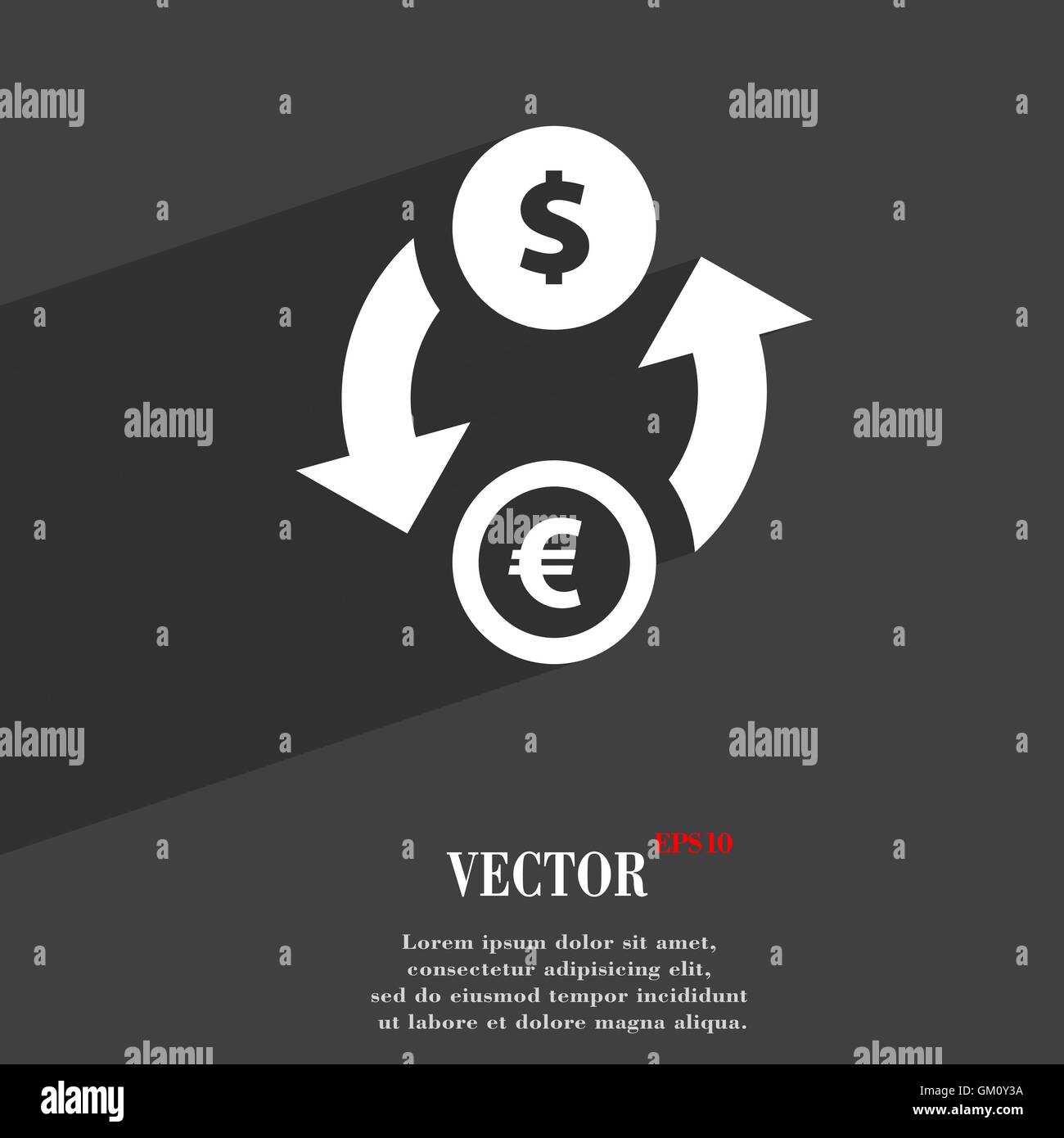 Currency exchange icon symbol Flat modern web design with long shadow ...