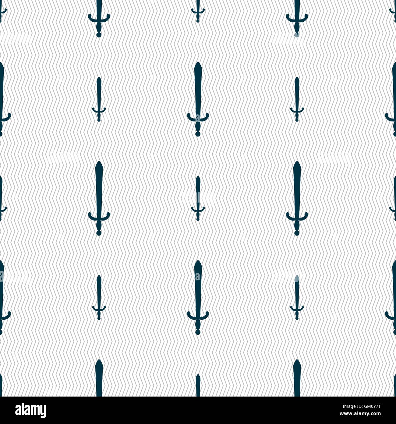 the sword icon sign. Seamless pattern with geometric texture. Vector ...