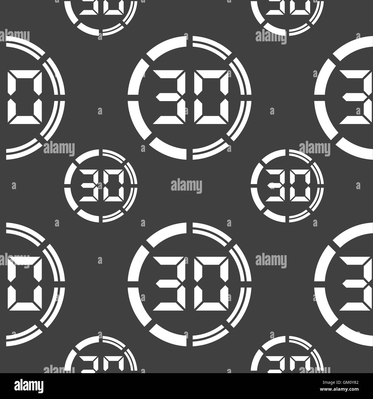 30 second stopwatch icon sign. Seamless pattern on a gray background ...
