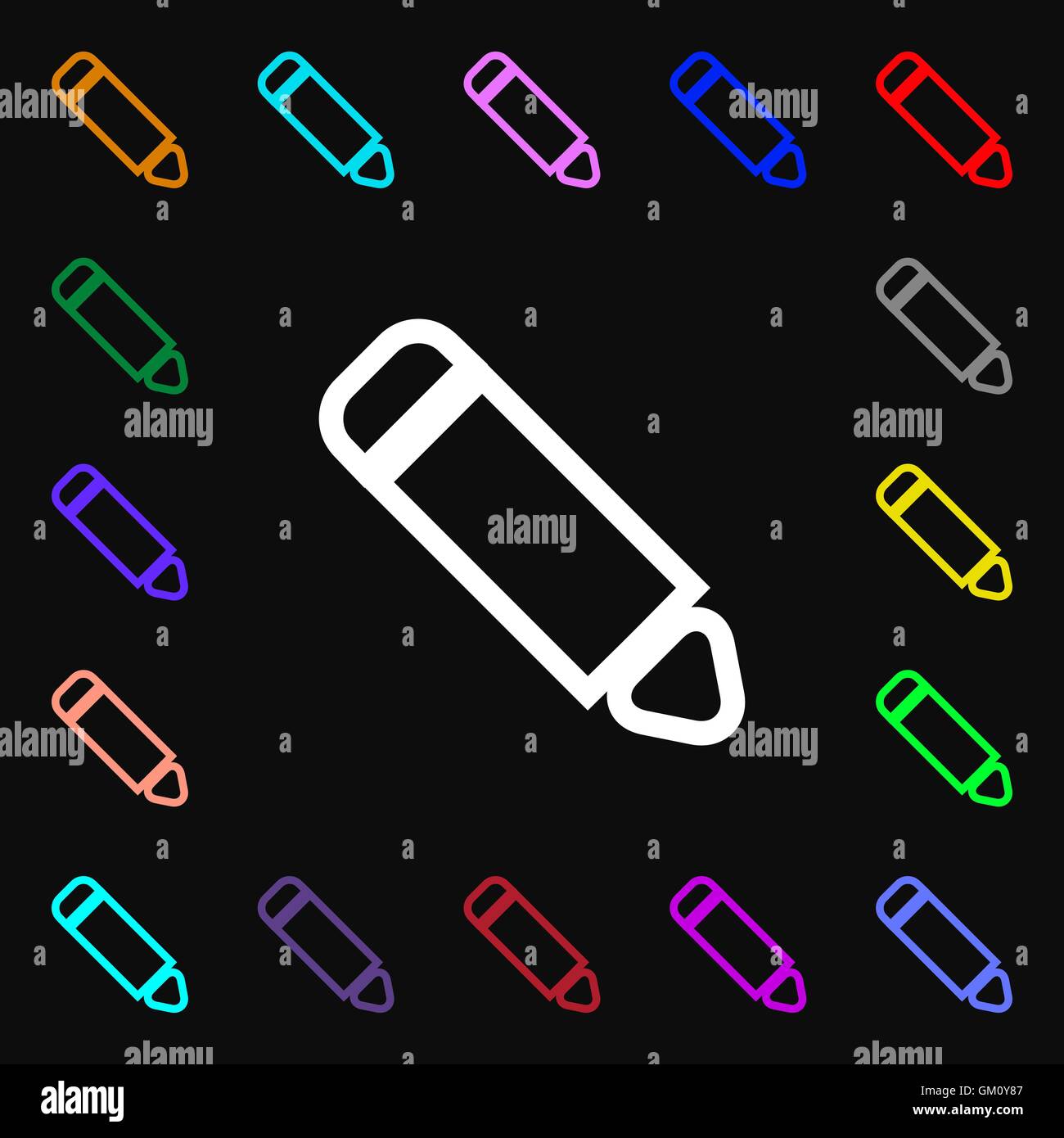 Pen icon sign. Lots of colorful symbols for your design. Vector Stock ...