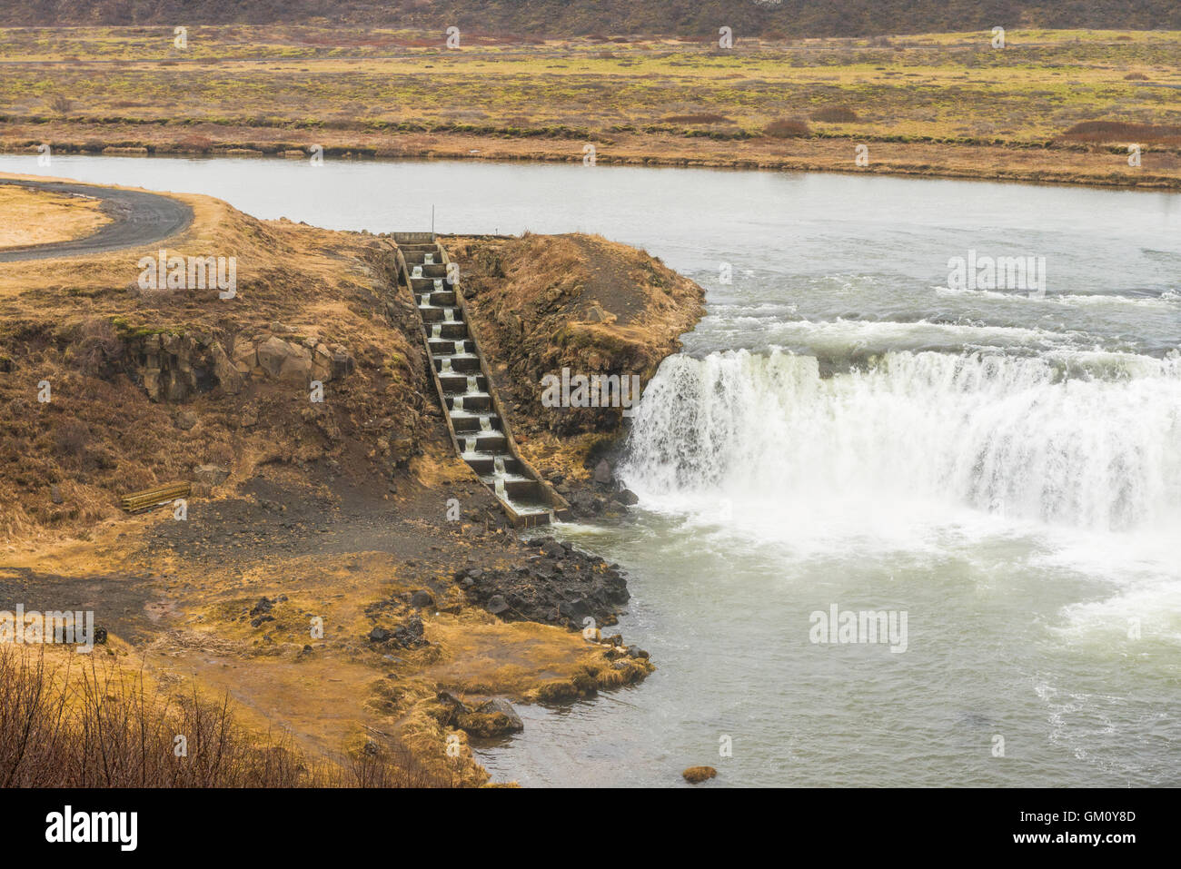The Faxi or Vatnsleysufoss waterfall is on the Tungufljót river, east ...
