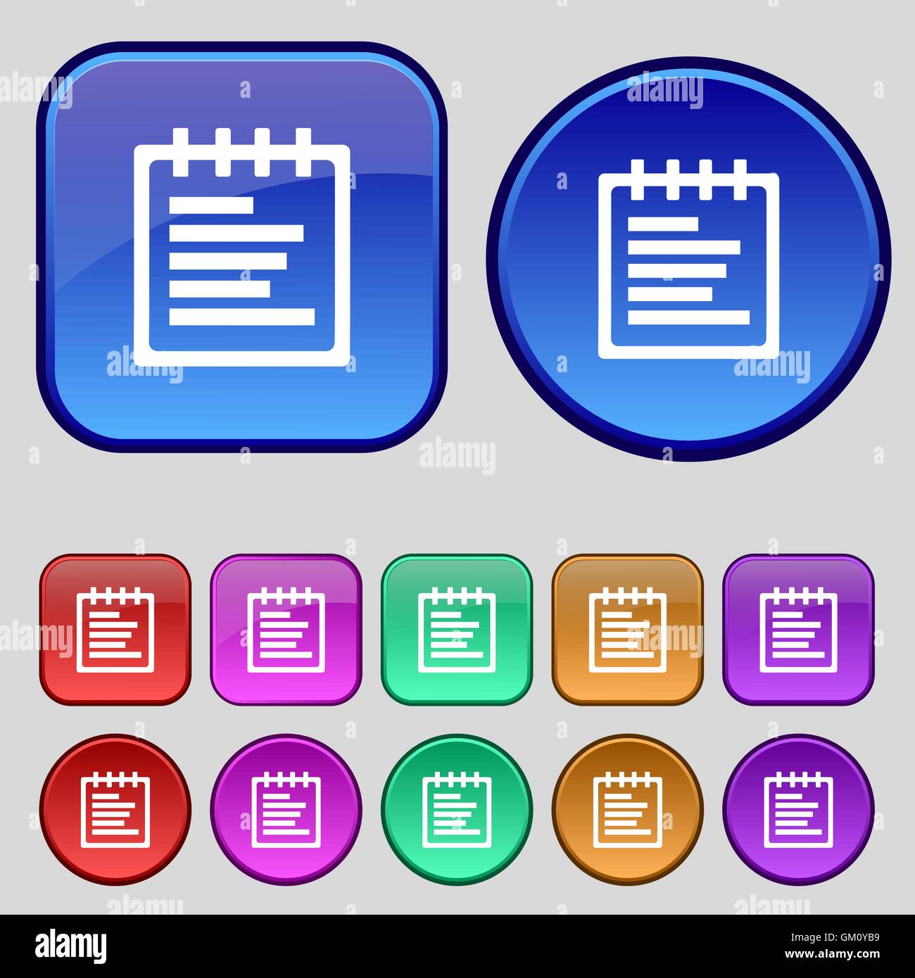 Notepad icon sign. A set of twelve vintage buttons for your design. Vector Stock Vector Image ...