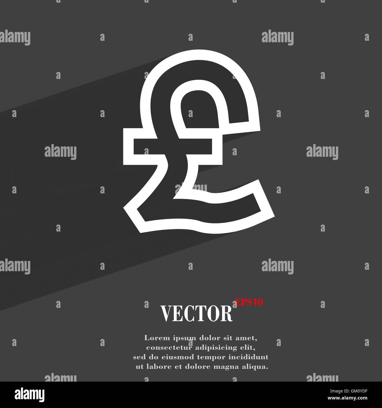 Pound Sterling icon symbol Flat modern web design with long shadow and ...