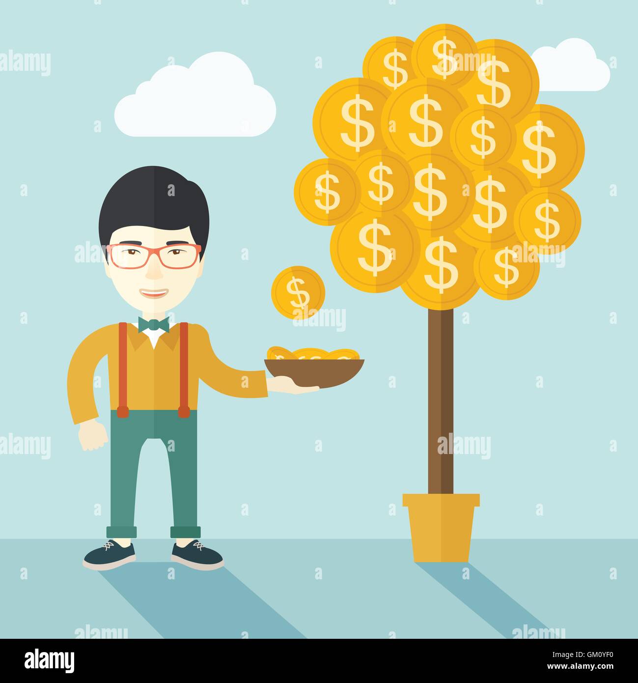 Asian Man Catching Money Falling High Resolution Stock Photography and ...