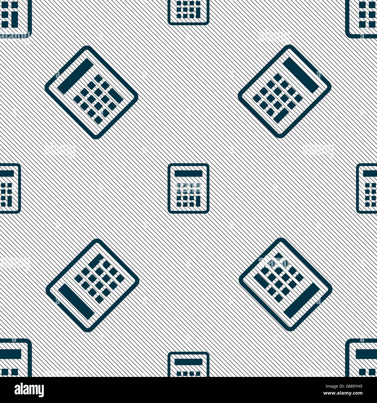 Calculator icon sign. Seamless pattern with geometric texture. Vector ...