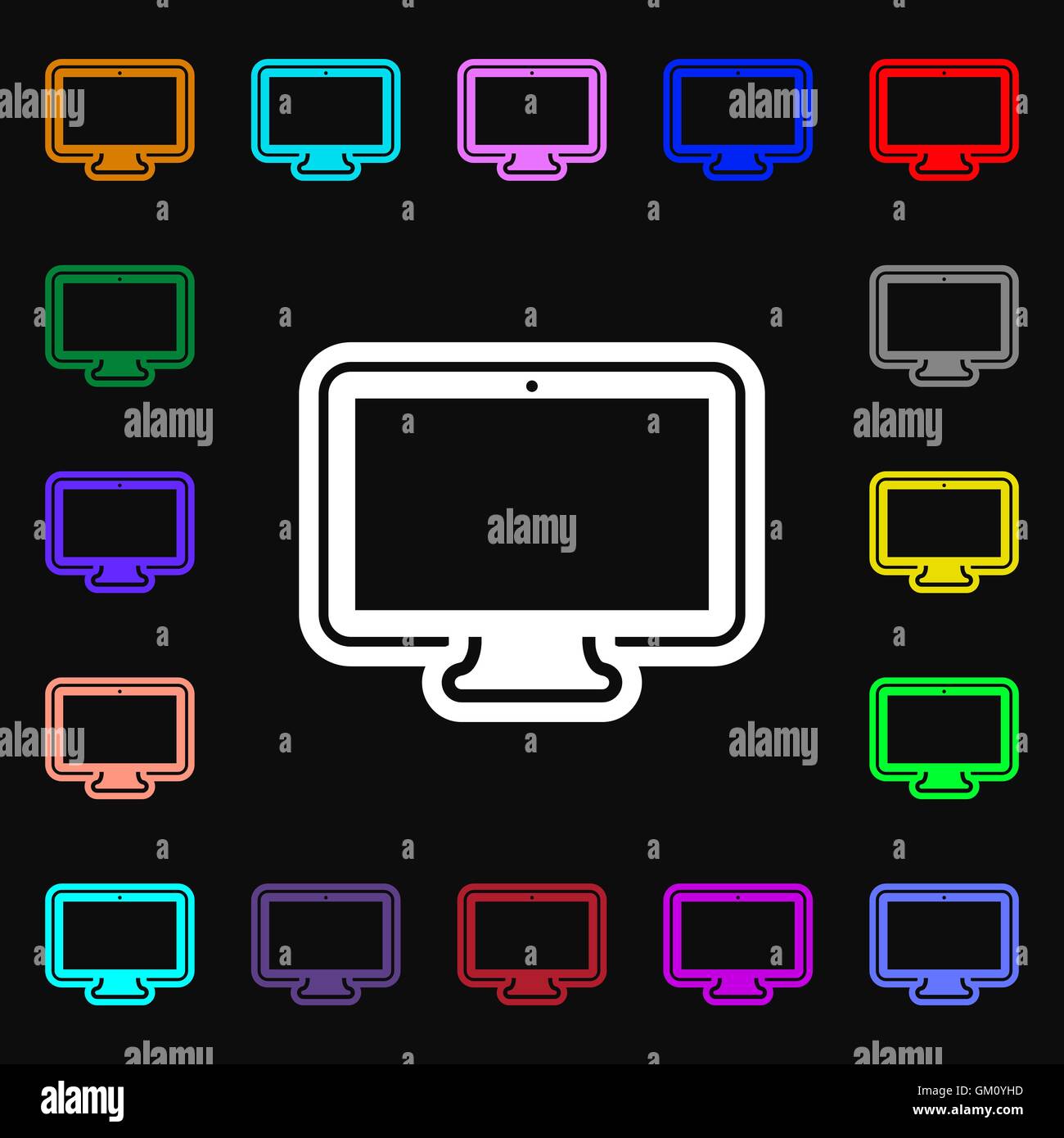 monitor icon sign. Lots of colorful symbols for your design. Vector ...