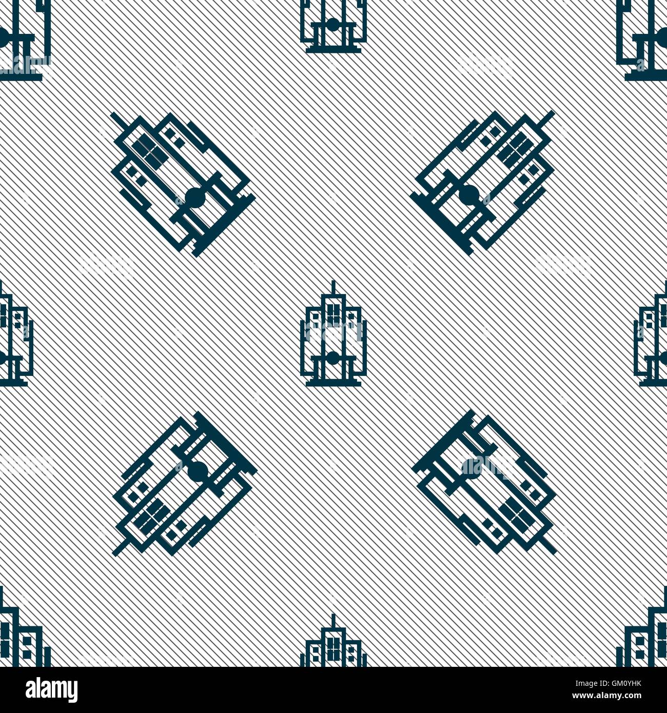 skyscraper icon sign. Seamless pattern with geometric texture. Vector ...