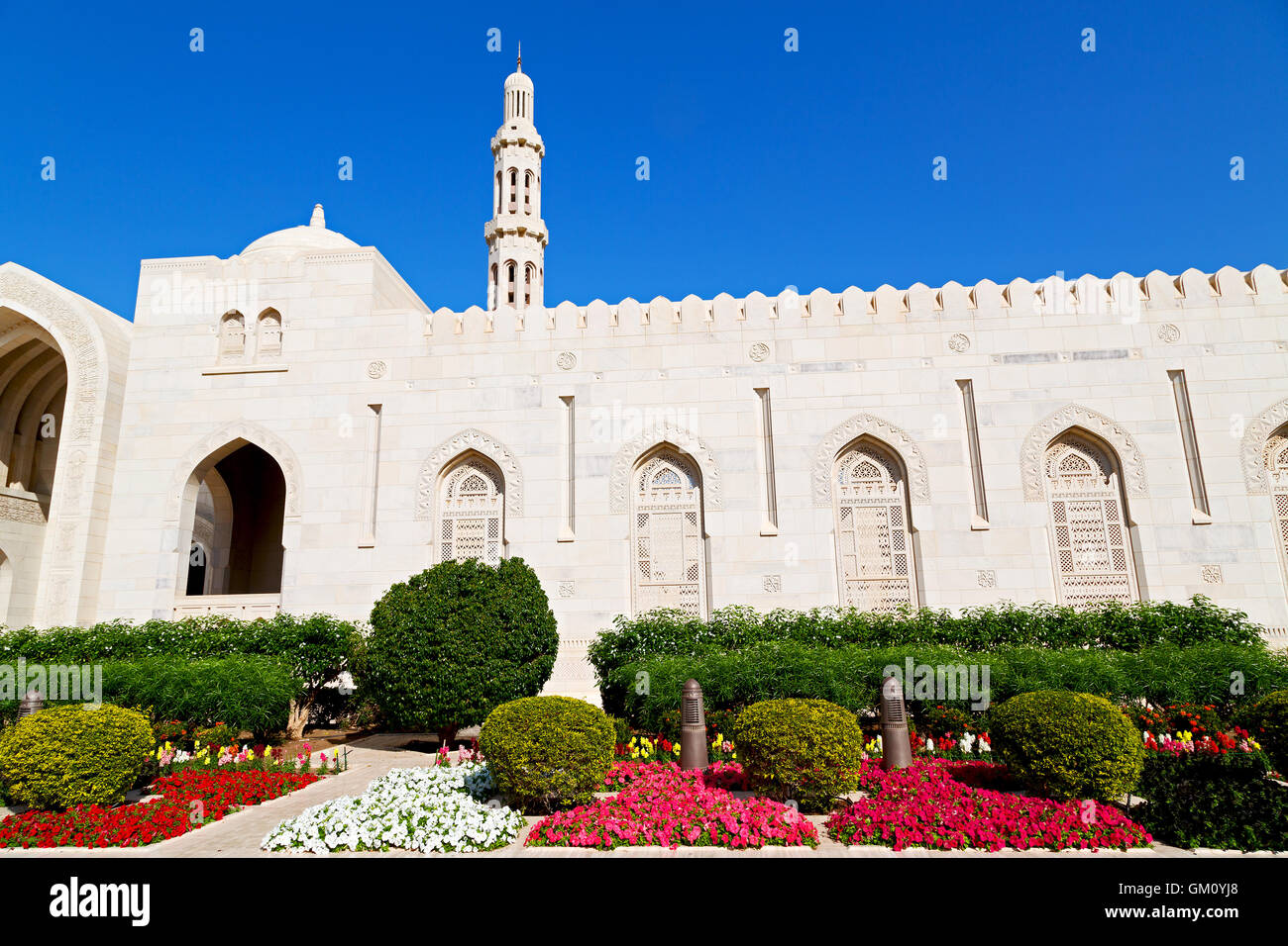minaret and religion in clear sky in oman muscat the old mosque Stock ...