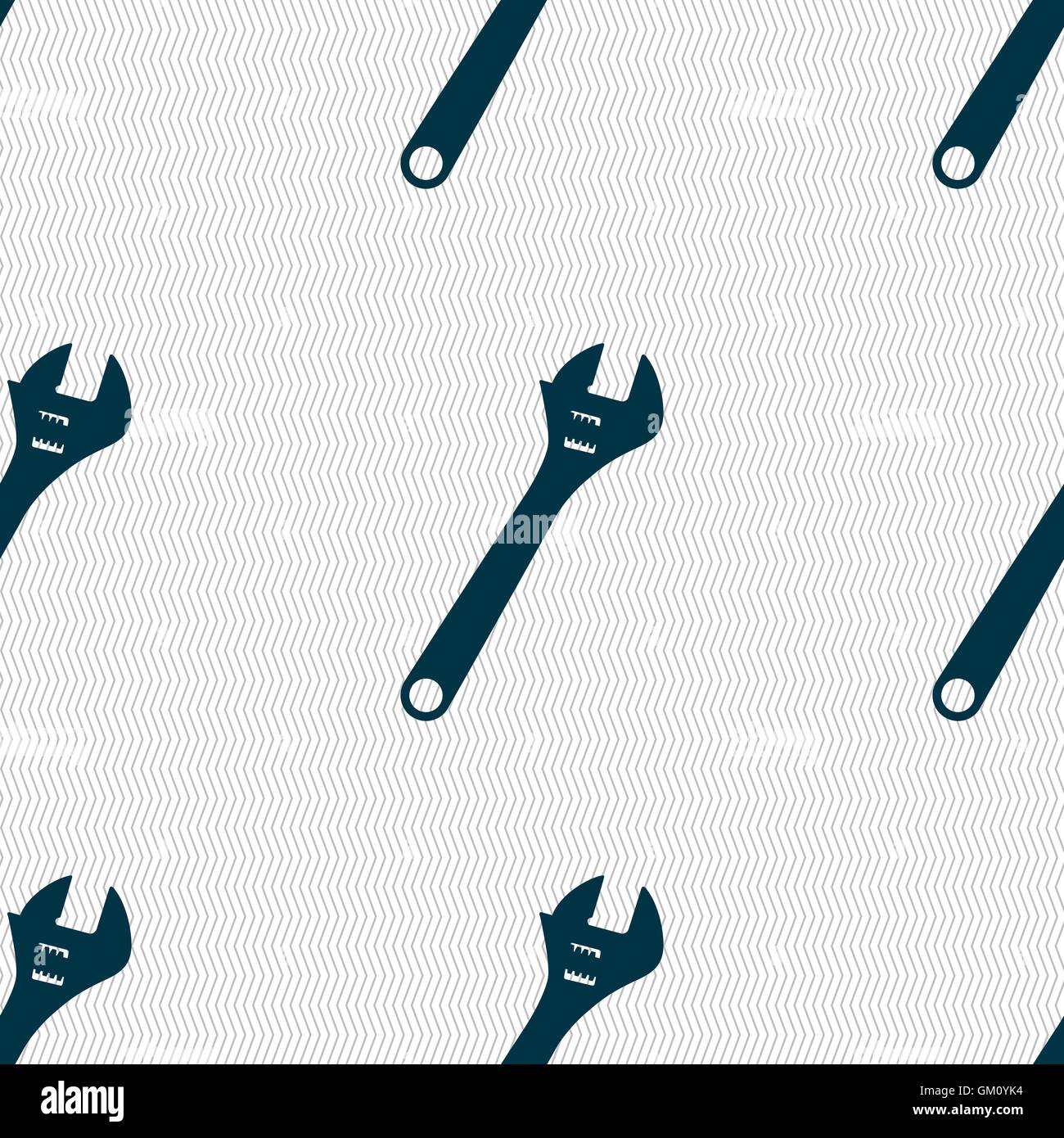 wrench icon sign. Seamless pattern with geometric texture. Vector Stock ...