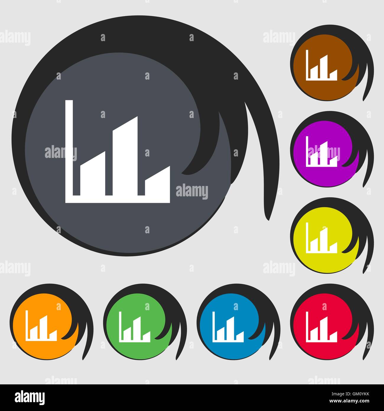 Chart icon sign. Symbol on eight colored buttons. Vector Stock Vector ...
