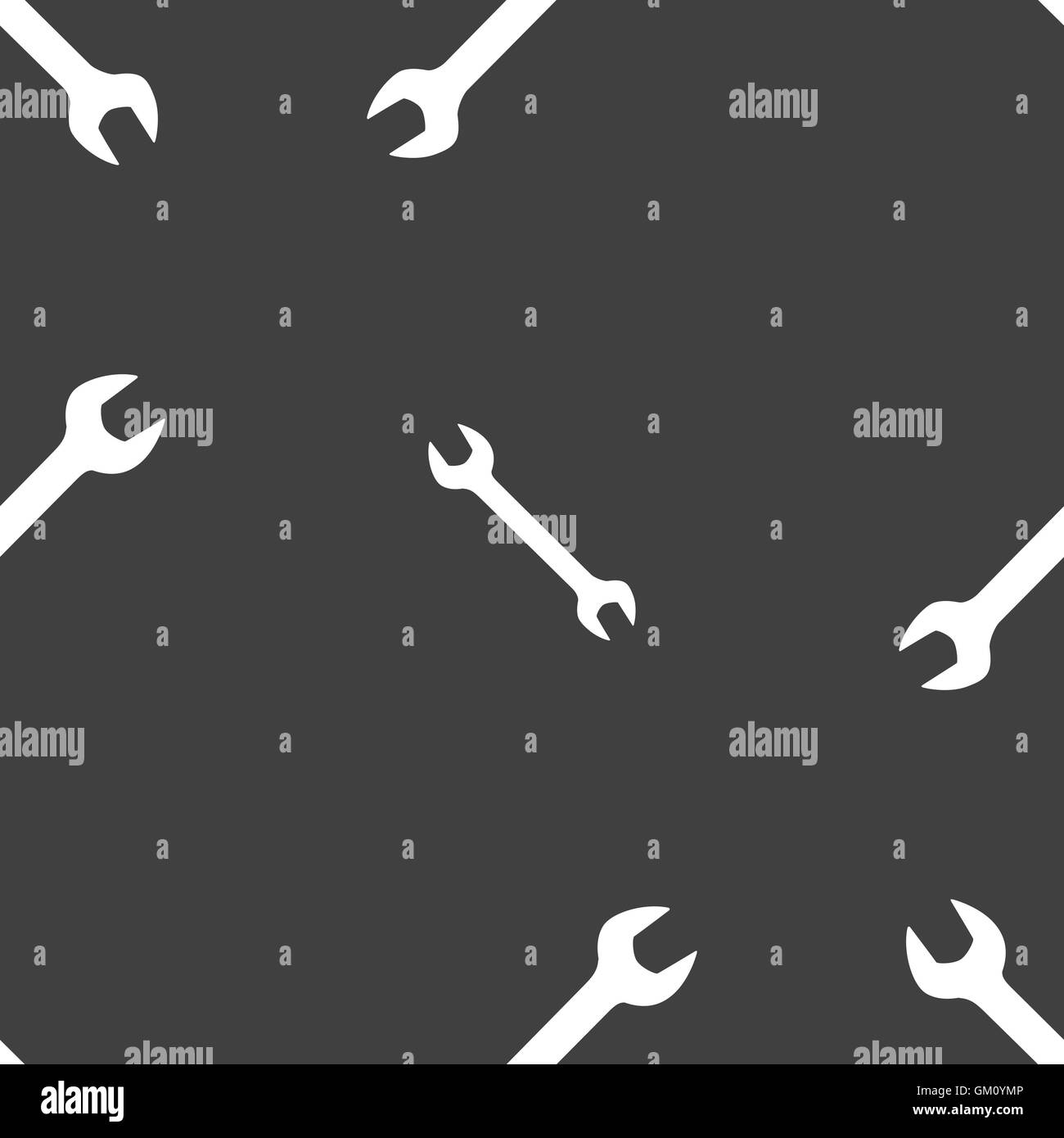 wrench icon sign. Seamless pattern on a gray background. Vector Stock ...