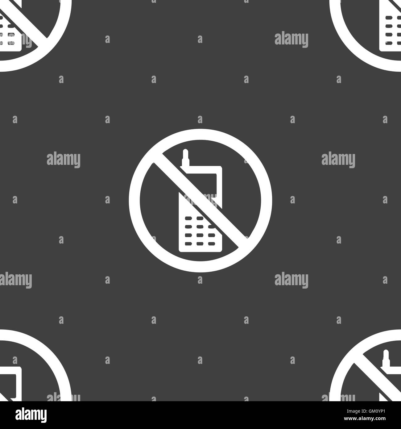 mobile phone is prohibited icon sign. Seamless pattern on a gray ...