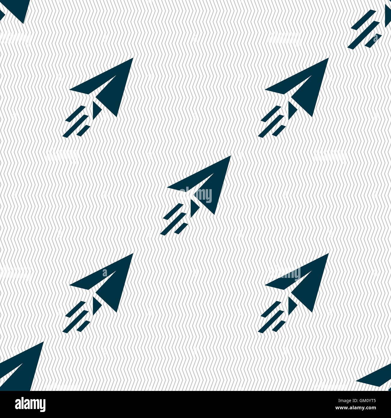 Paper airplane icon sign. Seamless pattern with geometric texture ...