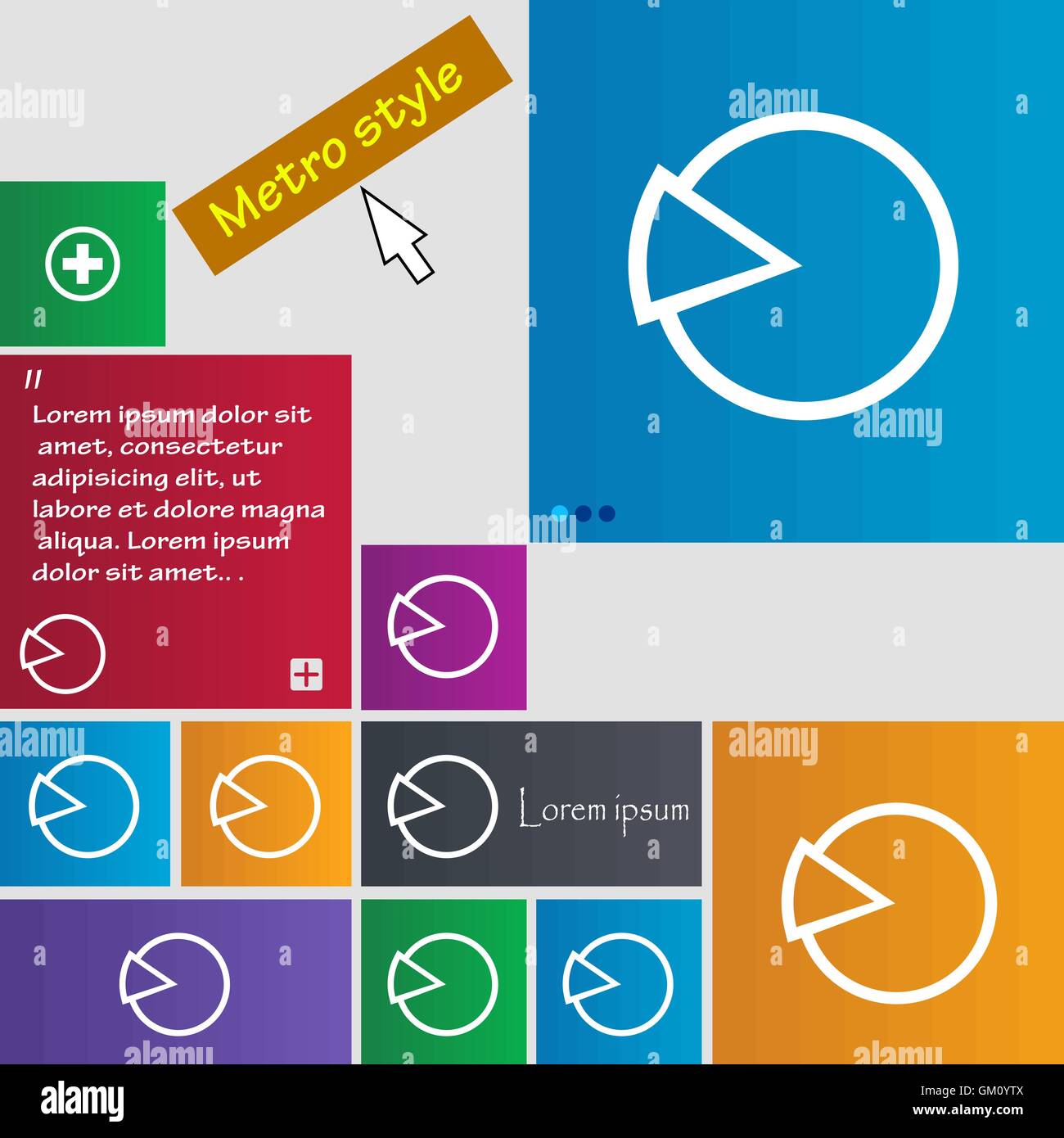 Pie chart graph icon sign. buttons. Modern interface website buttons with cursor pointer. Vector ...