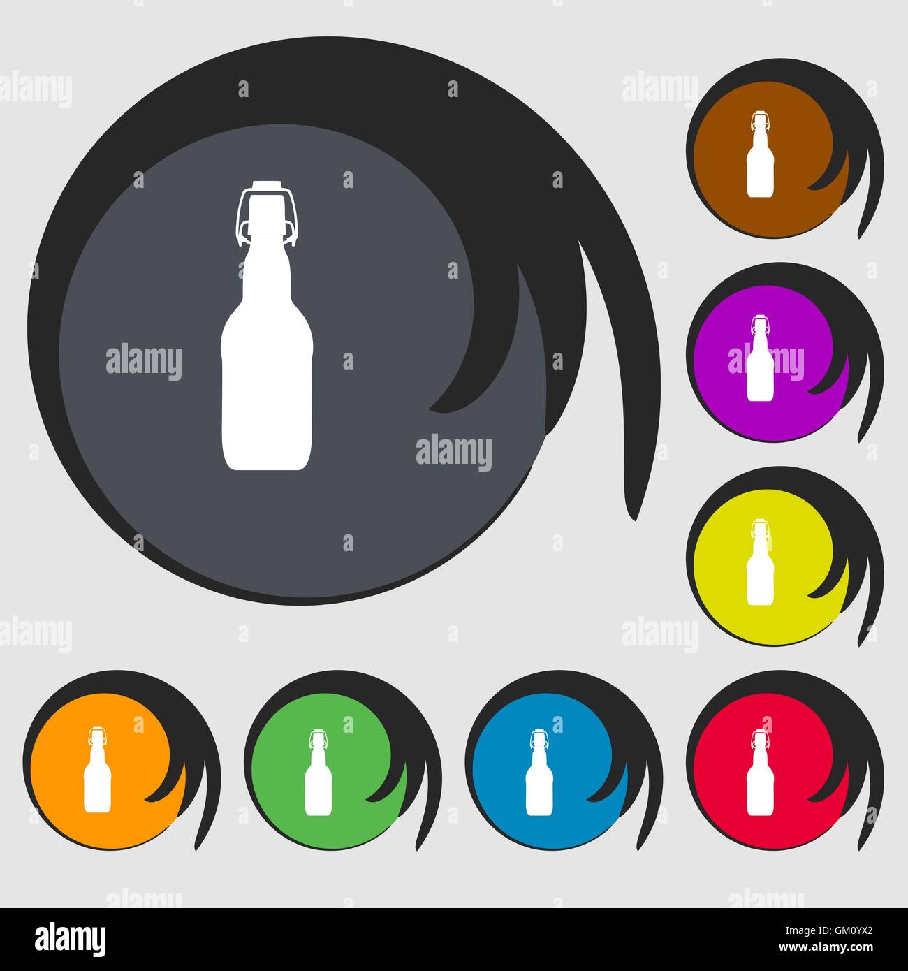bottle icon sign. Symbol on eight colored buttons. Vector Stock Vector ...
