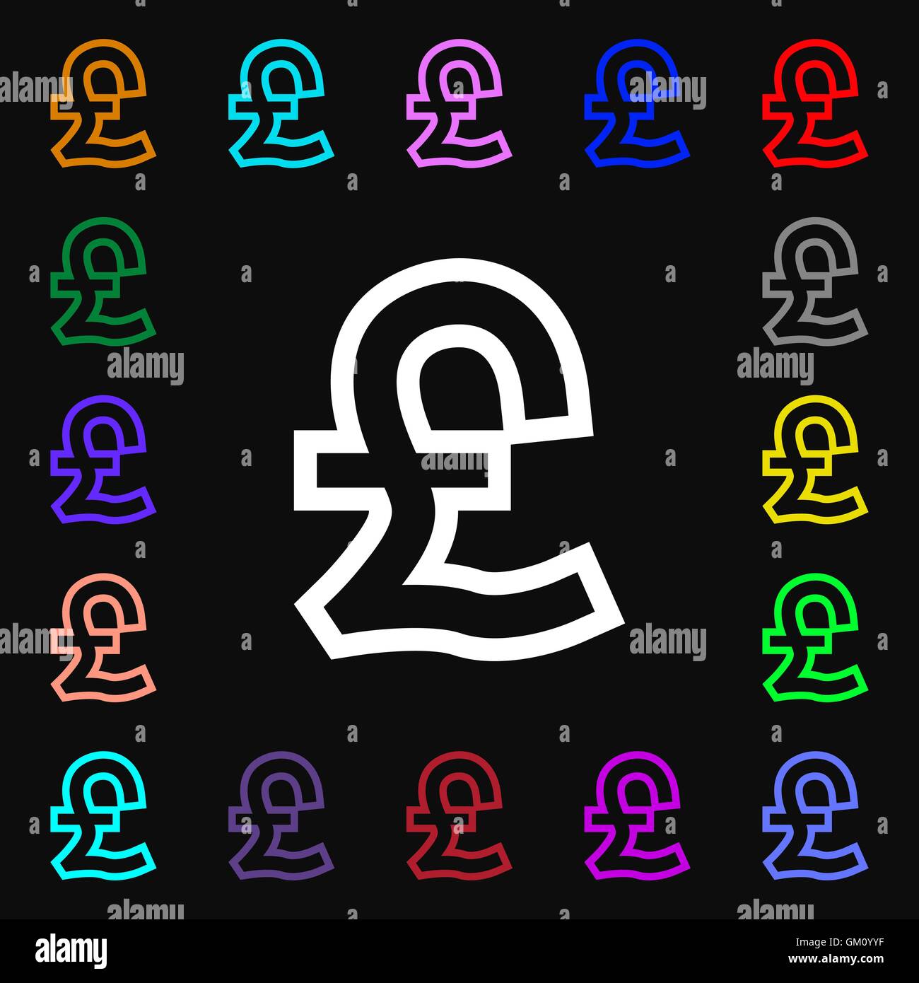 Pound Sterling icon sign. Lots of colorful symbols for your design ...