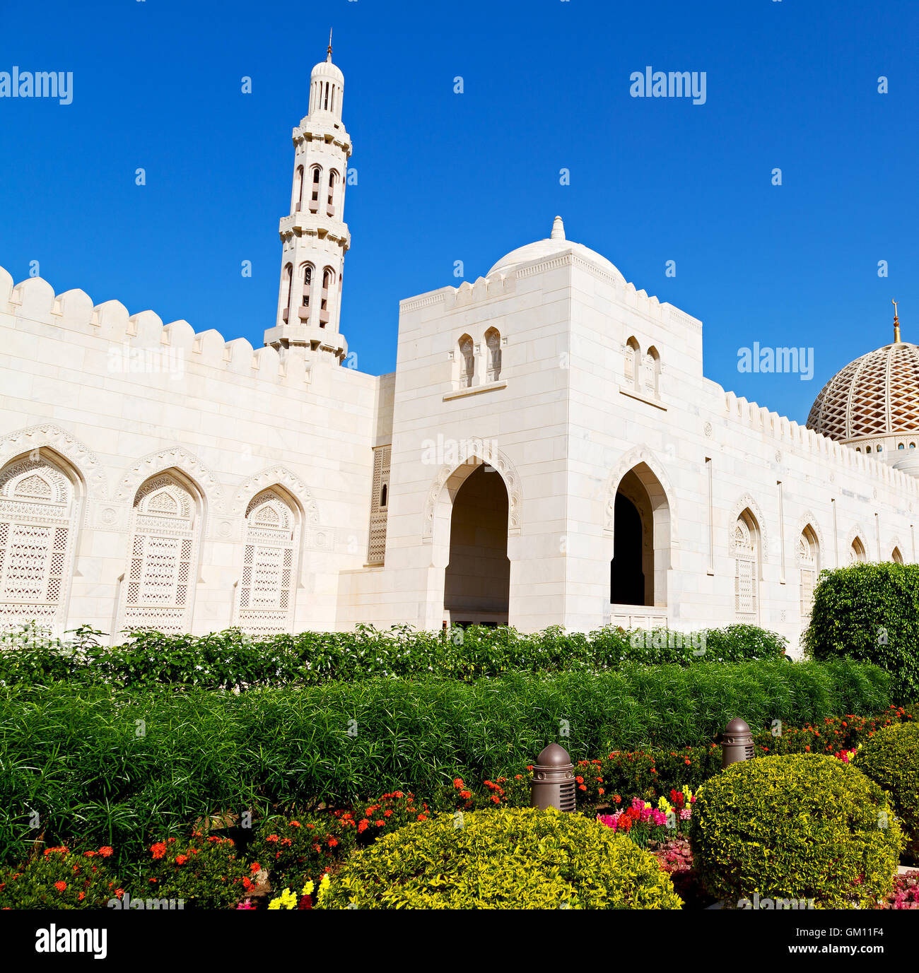 minaret and religion in clear sky in oman muscat the old mosque Stock ...