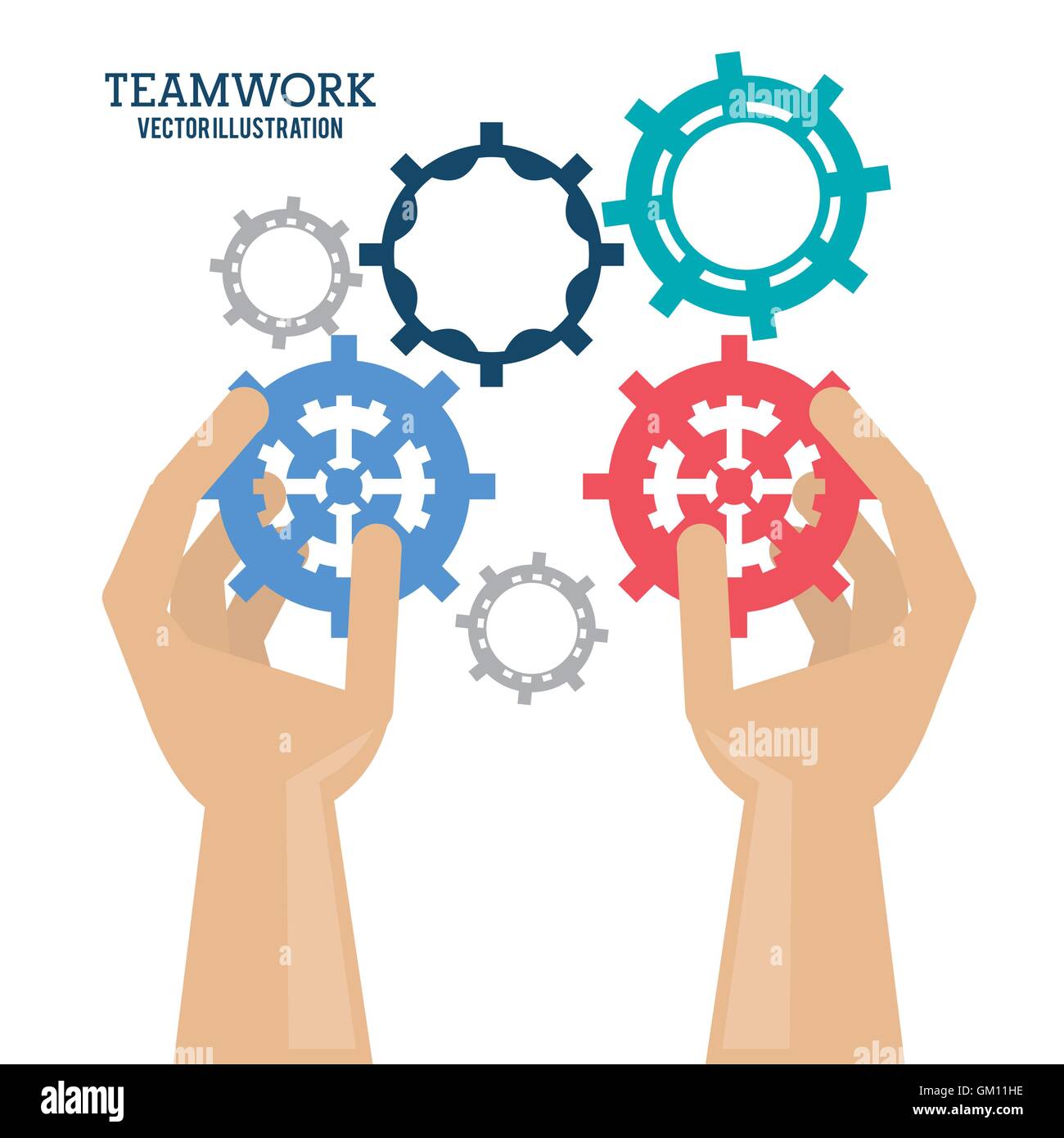 teamwork support gear hands design Stock Vector Image & Art - Alamy