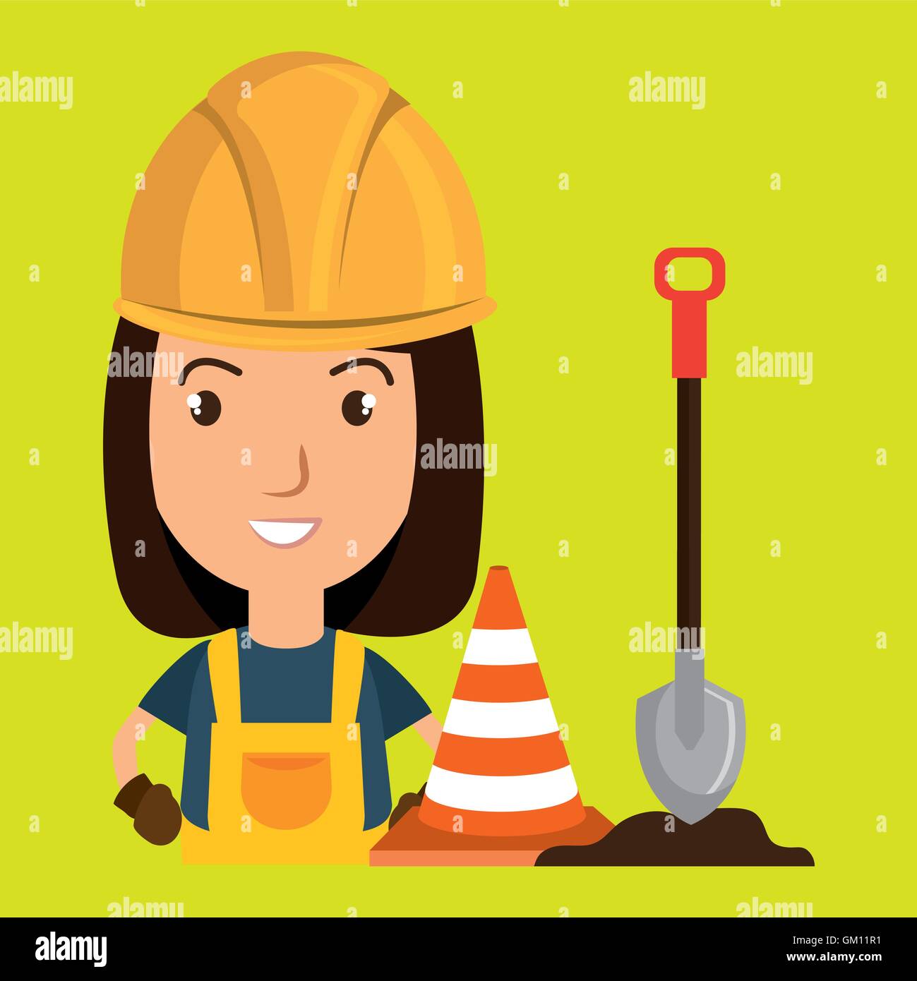 woman shovel warning construction Stock Vector Image & Art - Alamy