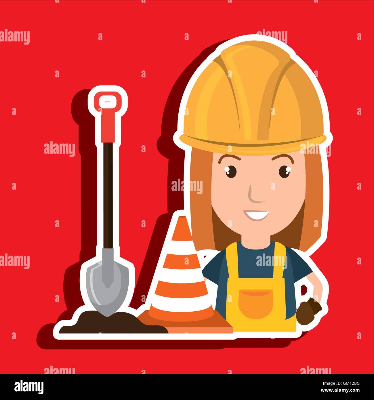 woman shovel warning construction Stock Vector Image & Art - Alamy