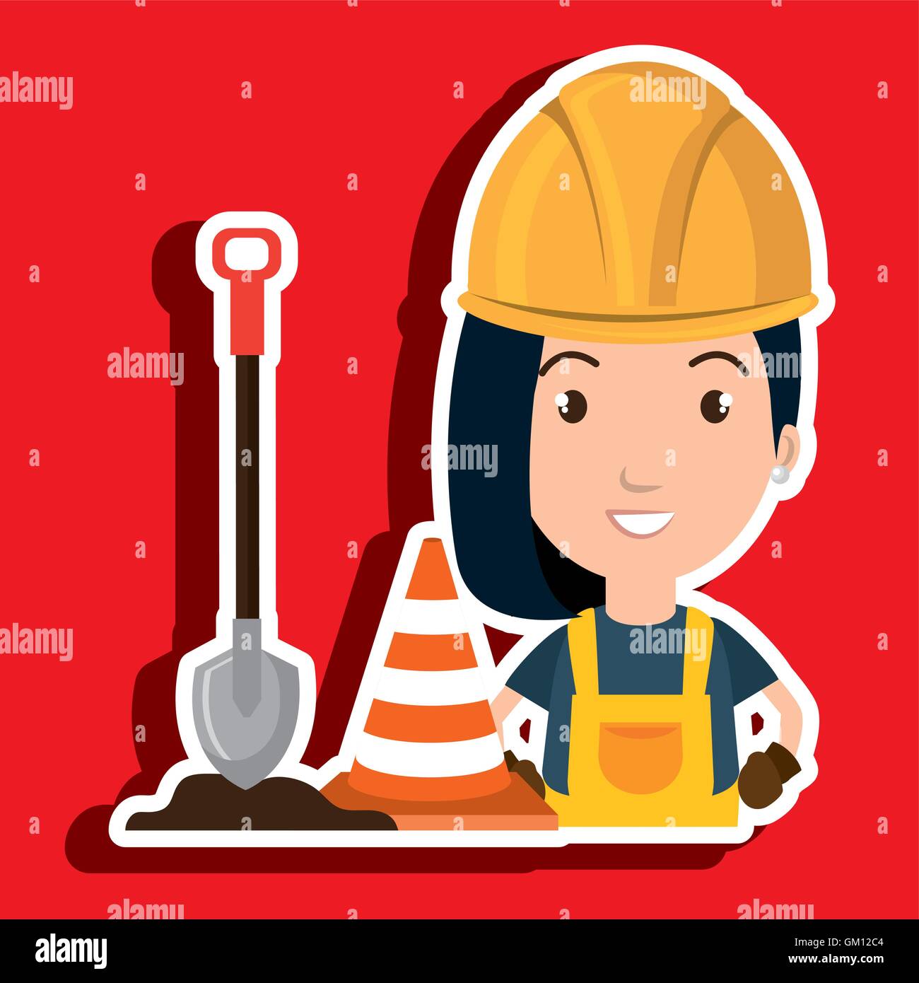 woman shovel warning construction Stock Vector Image & Art - Alamy