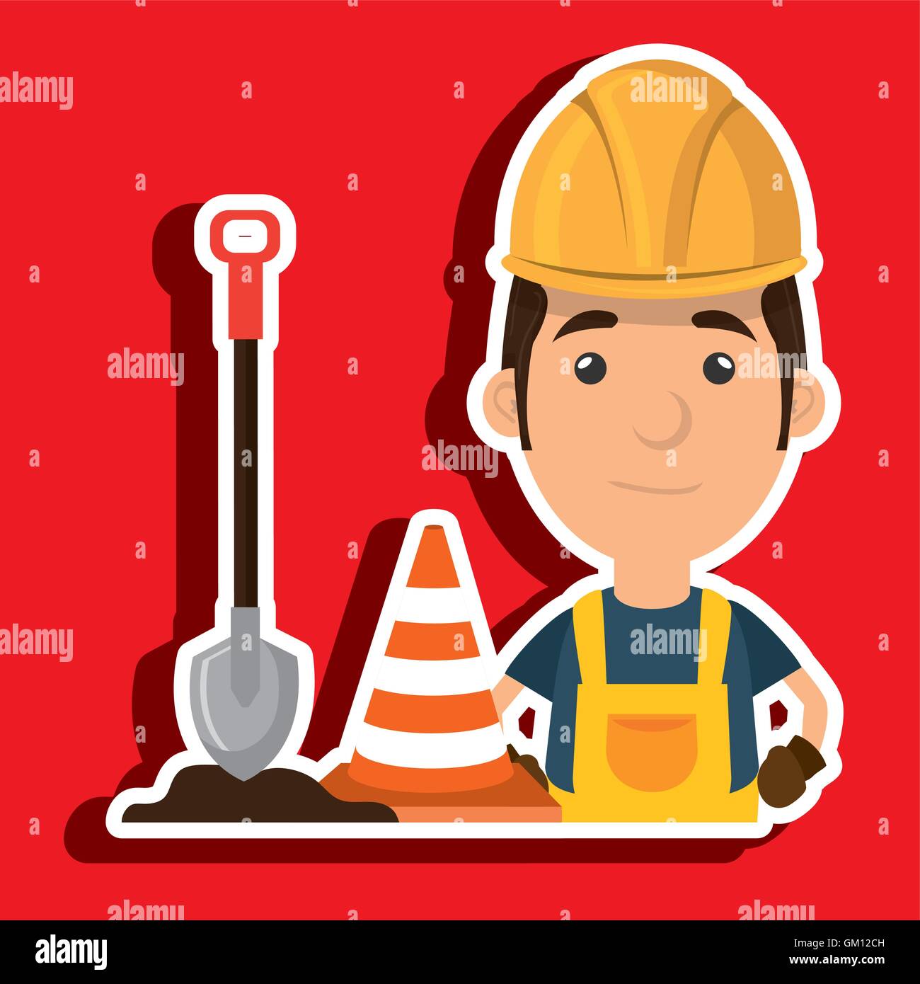 man shovel warning construction Stock Vector Image & Art - Alamy