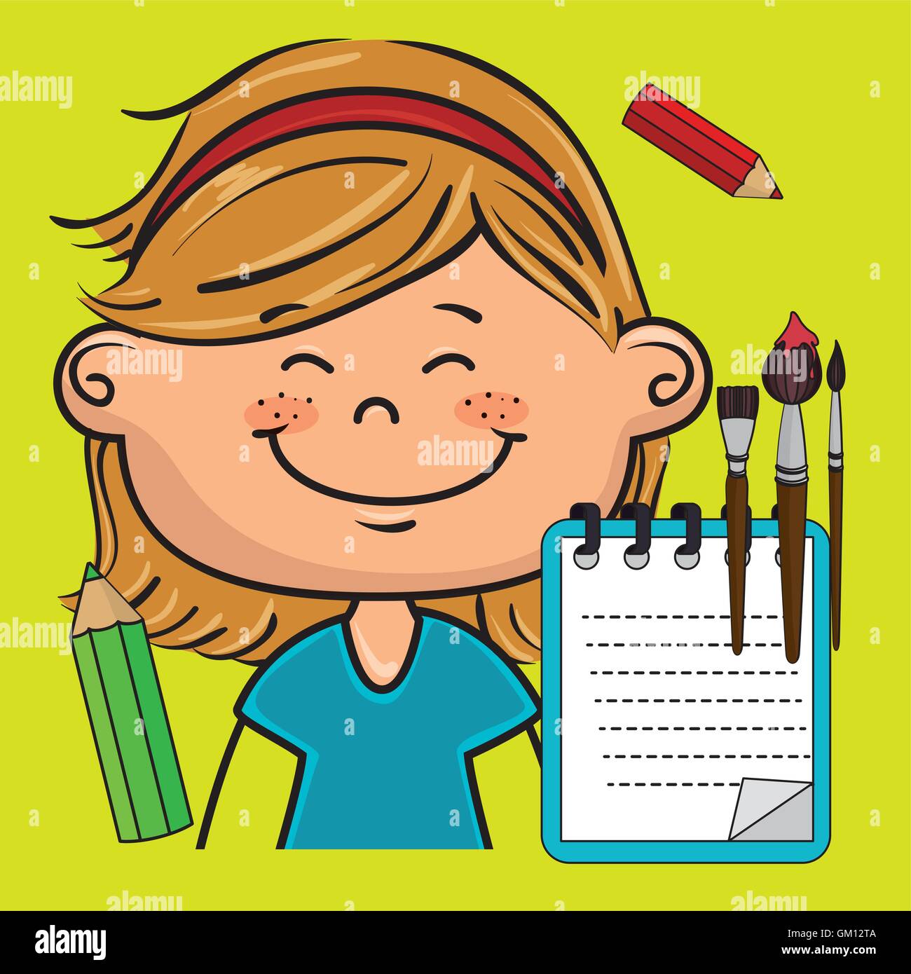 girl cartoon child notebook Stock Vector Image & Art - Alamy