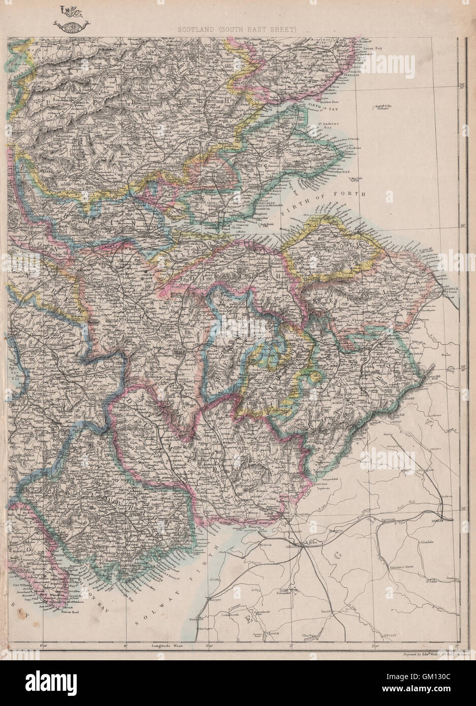 SCOTLAND SOUTH EAST. Borders Central Edinburgh Glasgow Railways.WELLER ...