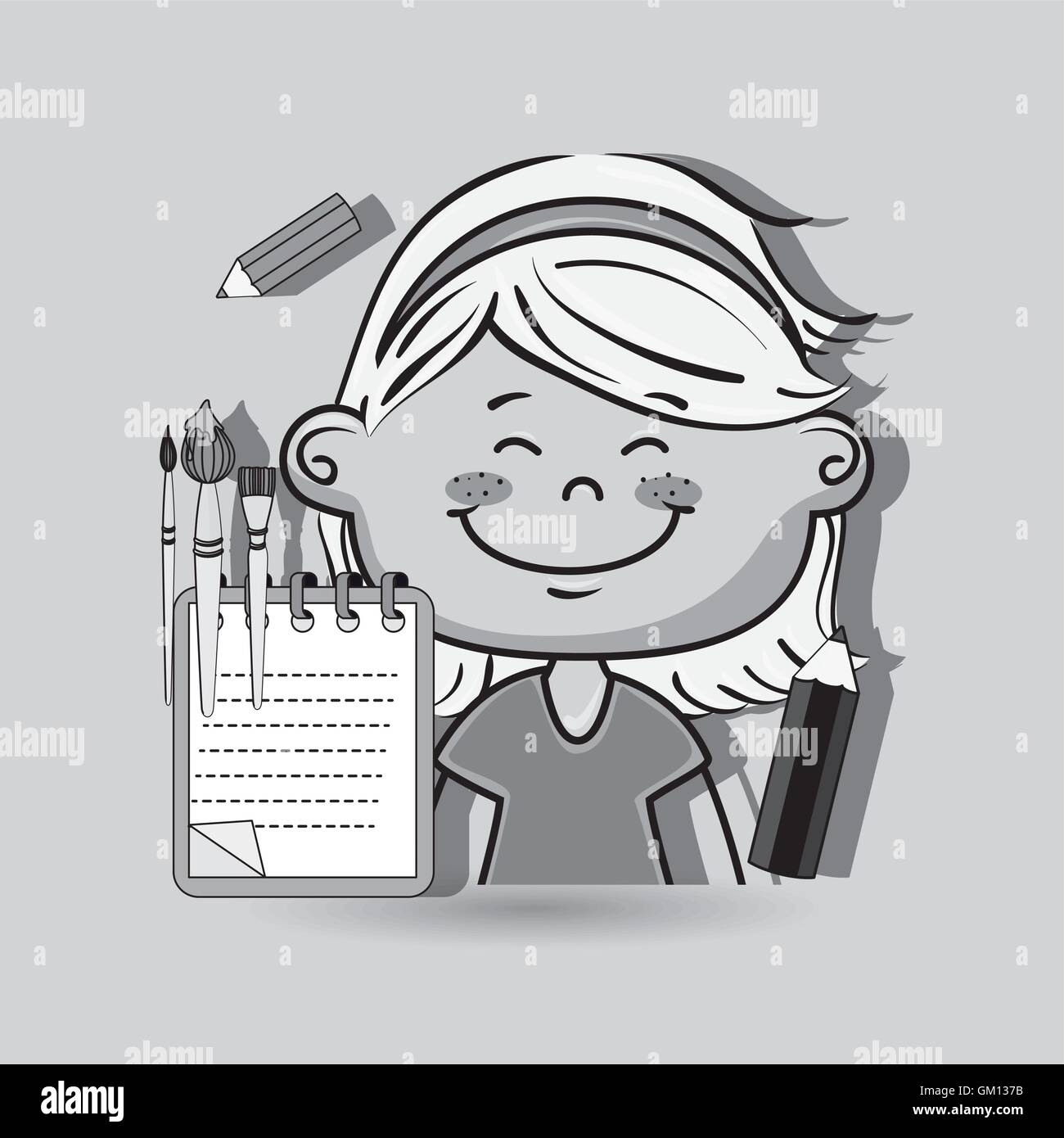girl cartoon child notebook Stock Vector Image & Art - Alamy