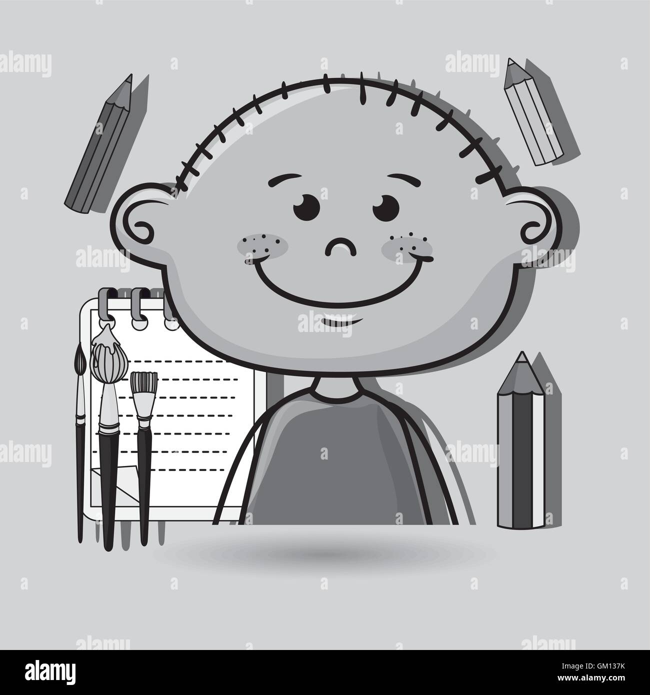 Spiral notebook child art drawing Stock Vector Images - Alamy