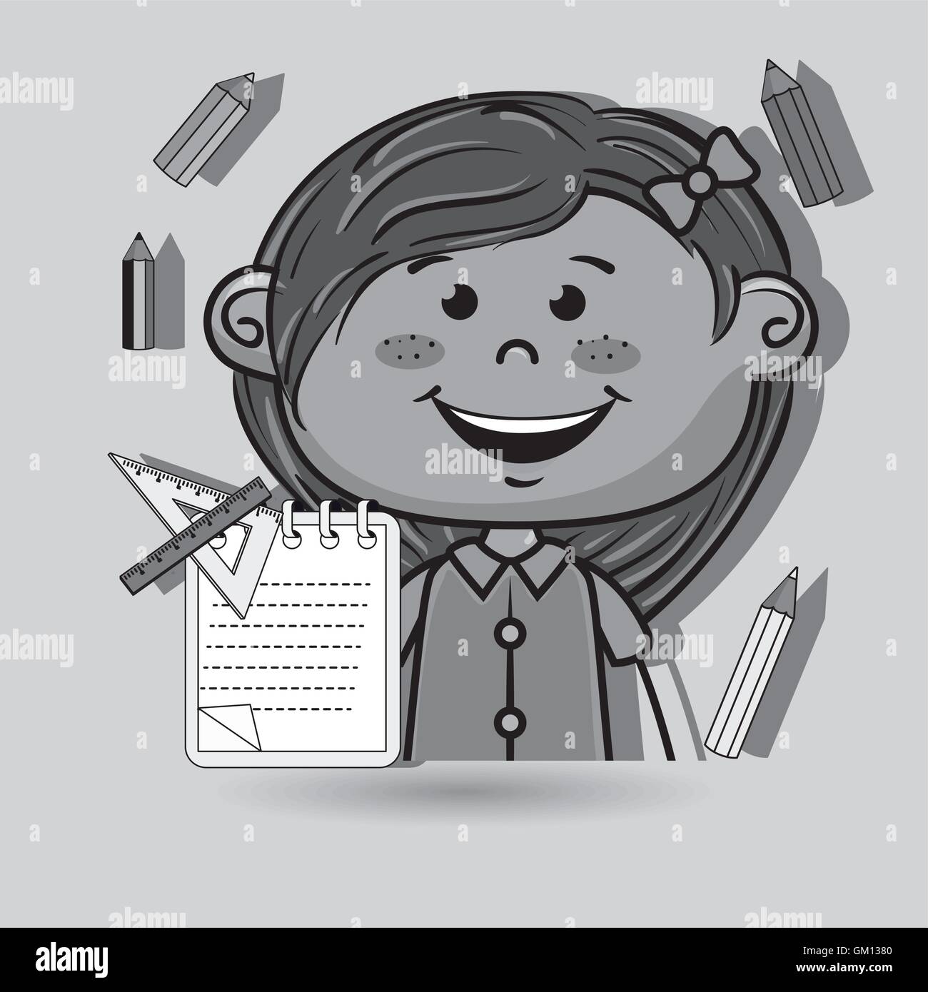 girl cartoon child notebook Stock Vector Image & Art - Alamy
