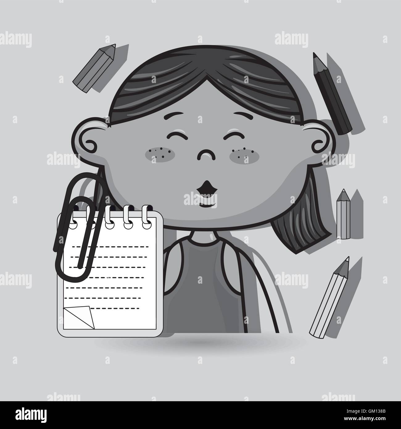 girl cartoon child notebook Stock Vector Image & Art - Alamy