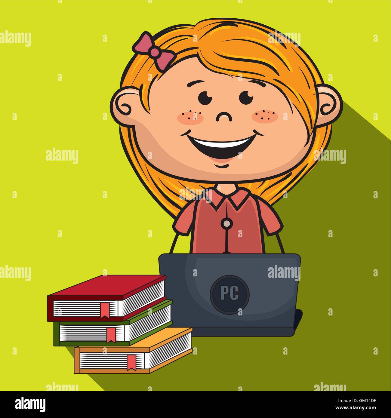 girl cartoon laptop books Stock Vector Image & Art - Alamy